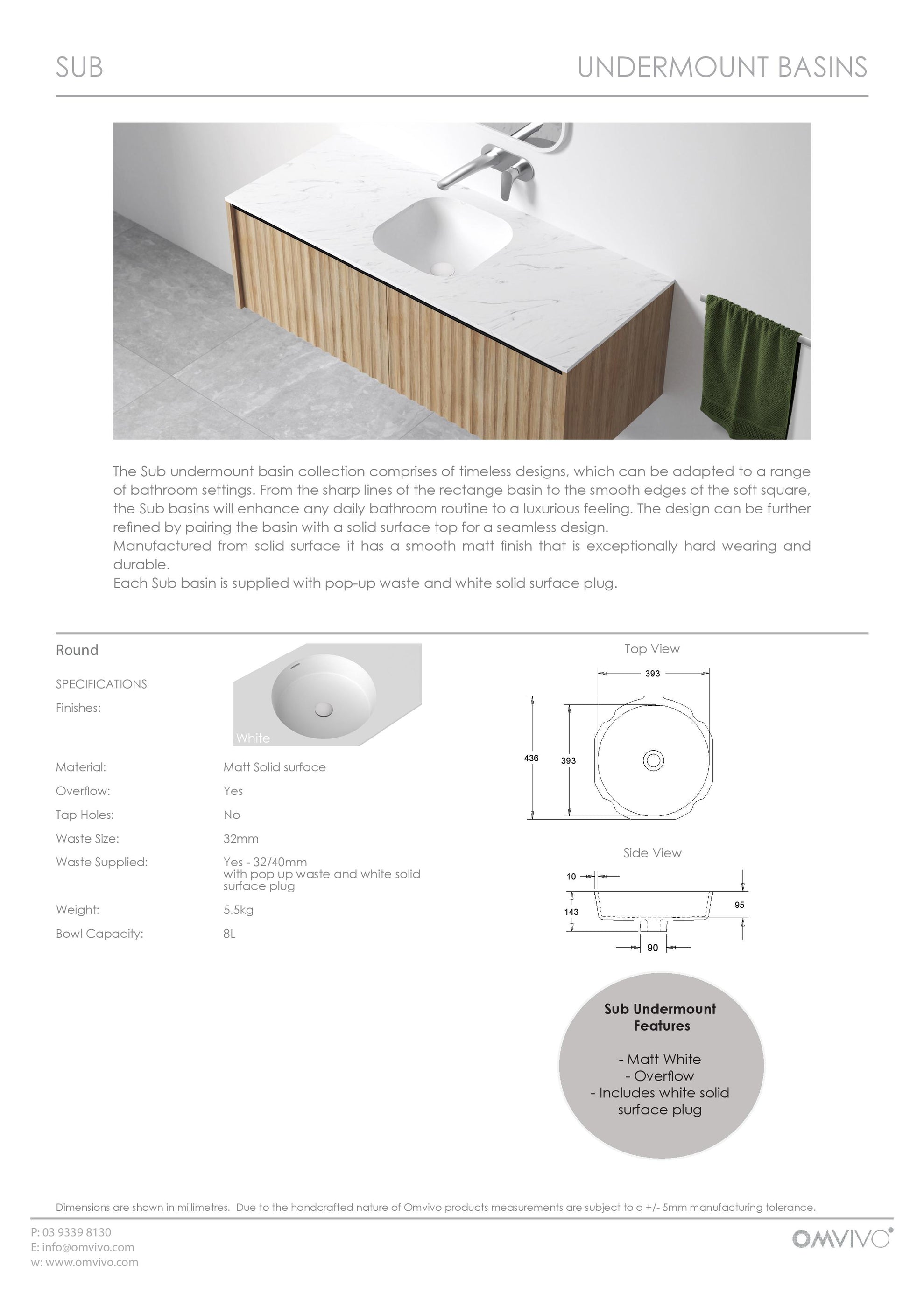 Omvivo Smooth Square Sub Undermount Basin — The Bathroom Society